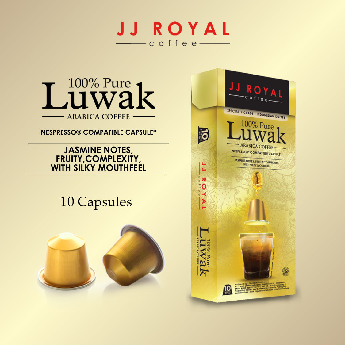 100% Pure Luwak Arabica Coffee Capsules 10 packs | JJ Royal Coffee ...